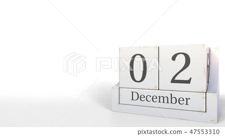 December 2 date on vintage cube calendar, 3D... - Stock Illustration ...
