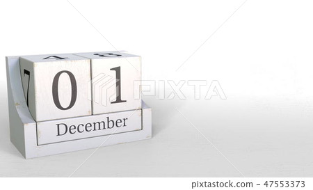 December 1 date on wooden blocks calendar. 3D... - Stock Illustration ...