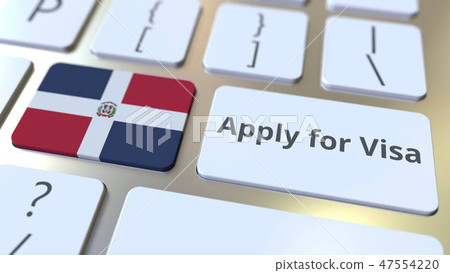 APPLY FOR VISA text and flag of the Dominican... - Stock Illustration ...