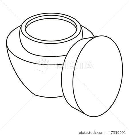 Line art black and white open face cream jar - Stock Illustration ...
