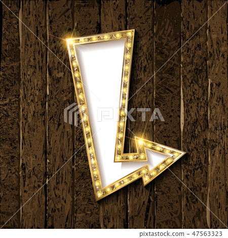 Gold Retro arrow with lights. - Stock Illustration [47563323] - PIXTA