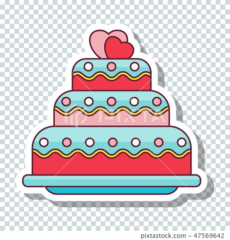Vector flat wedding cake sticker for... - Stock Illustration [47569642 ...