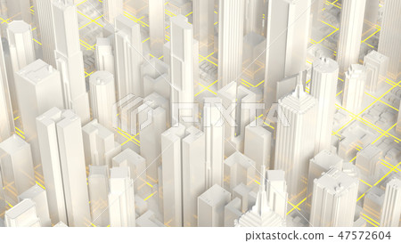 City skyline 3d rendering. Techno mega city... - Stock Illustration ...