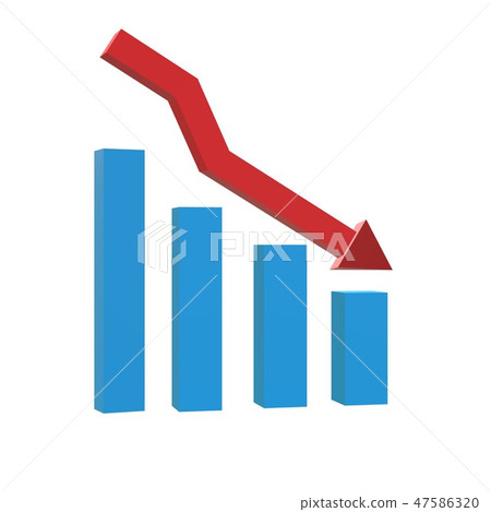 3D chart with bars declining icon on black backgro - Stock Illustration ...