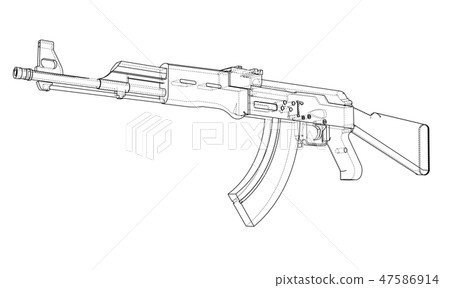 Machine Gun. Vector rendering of 3d - Stock Illustration [47586914] - PIXTA