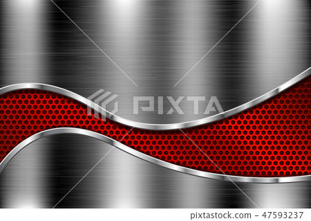 Metal background with red perforated wave - Stock Illustration ...
