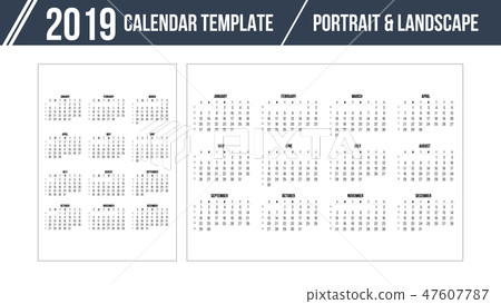 Calendar Grid for 2019 year on white background - Stock Illustration ...