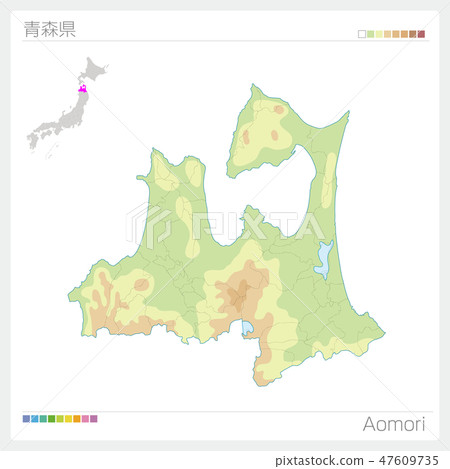 Map of Aomori Prefecture (contour line · color... - Stock Illustration ...