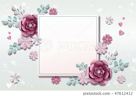 Romantic paper flowers background - Stock Illustration [47612412] - PIXTA