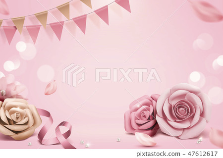 Romantic paper roses background - Stock Illustration [47612617] - PIXTA