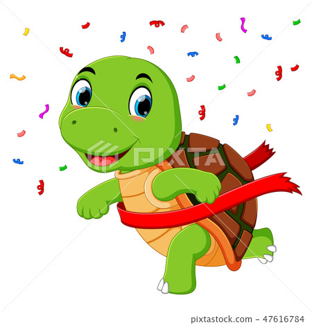 A turtle racing to the finish line - Stock Illustration [47616784] - PIXTA