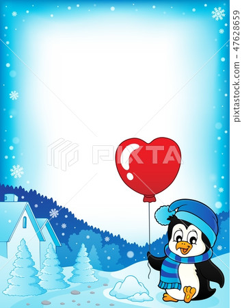Cute Valentine penguin theme frame 1 - Stock Illustration [47628659 ...
