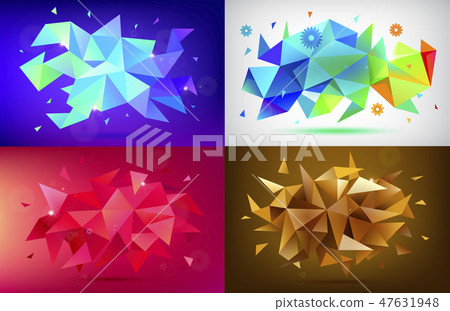 Vector set of abstract facet 3d shapes,... - Stock Illustration ...