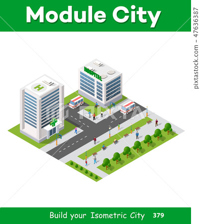 Hospital Isometric 3d Building - Stock Illustration [47636387] - PIXTA