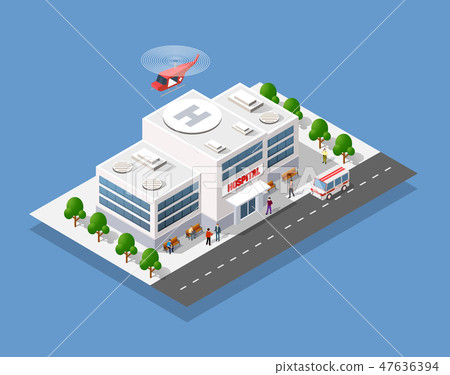 Hospital Isometric 3d Building - Stock Illustration [47636394] - PIXTA