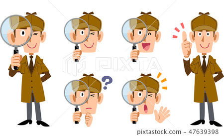 Male Detective's whole body and facial... - Stock Illustration ...
