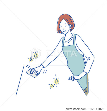 Female illustration to wipe a desk - Stock Illustration [47641025] - PIXTA