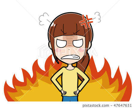 Illustration of a woman burning a flame of anger - Stock Illustration ...