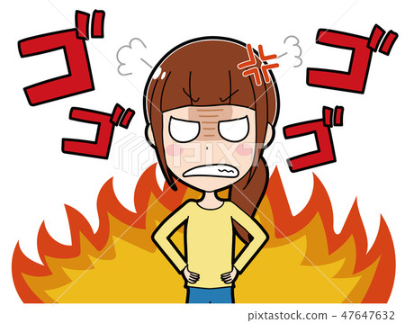 Illustration of a woman burning a flame of anger - Stock Illustration ...