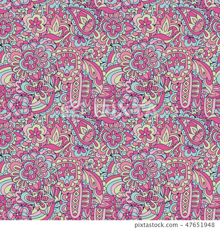 Vintage floral and abstract carpet motif - Stock Illustration [47651948 ...