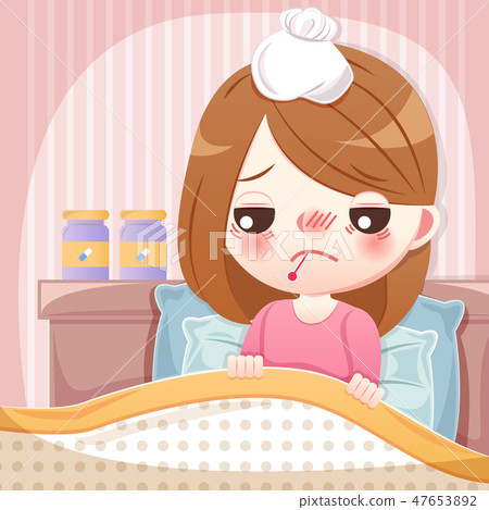 cartoon girl get a fever - Stock Illustration [47653892] - PIXTA