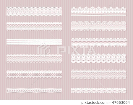 White lace decoration line set - Stock Illustration [47663064] - PIXTA