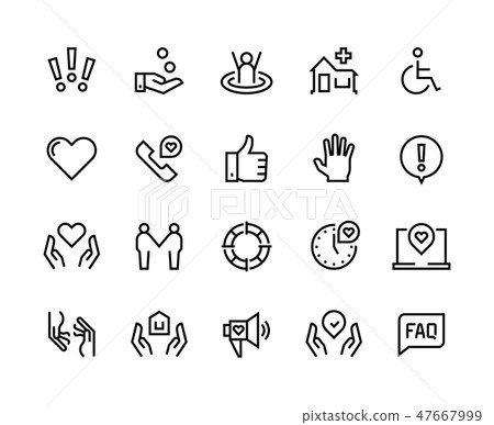 Help line icons. Support health care, manual... - Stock Illustration ...
