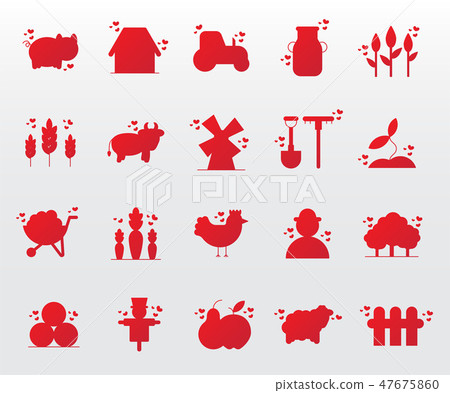 cute farm icons set - Stock Illustration [47675860] - PIXTA