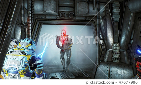Astronauts with laser swords hid in an ambush...-插圖素材 [47677996] - PIXTA圖庫