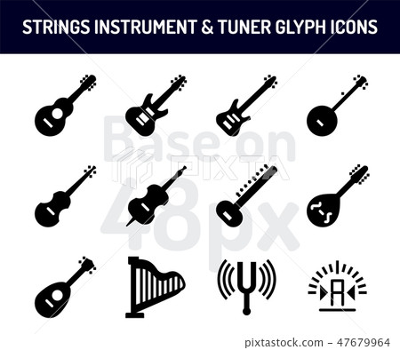 String instrument icon set. Solid icons - Stock Illustration [47679964 ...