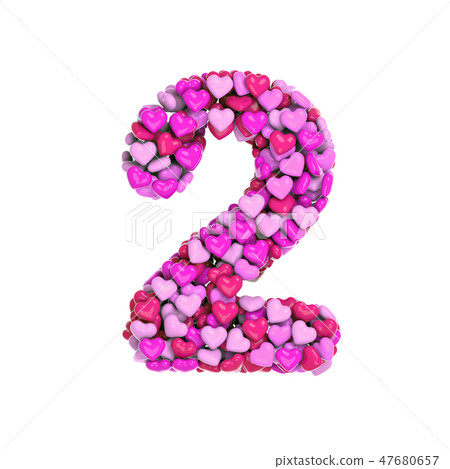 Valentine number 2 - 3d heart digit - Stock Illustration [47680657] - PIXTA