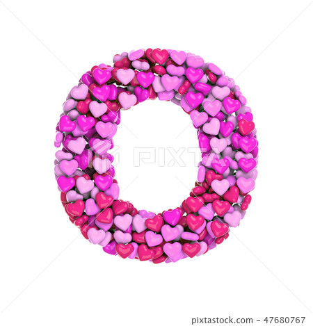Valentine letter O - Large 3d heart font - Stock Illustration [47680767 ...