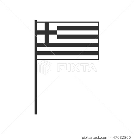 Greece flag icon in black outline flat design - Stock Illustration ...