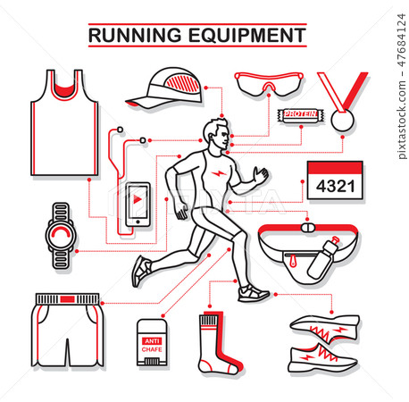 Running equipment. Vector illustration set. - Stock Illustration ...