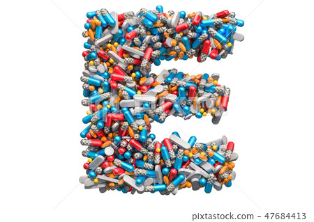 Letter E from medicine pills, capsules, tablets - Stock Illustration ...