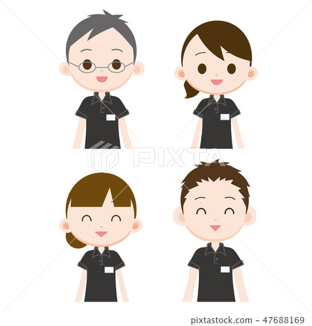 Employee upper body of black polo shirt uniform - Stock Illustration ...