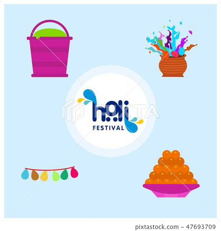 happy holi festival. holi colored icons with creat - Stock Illustration ...