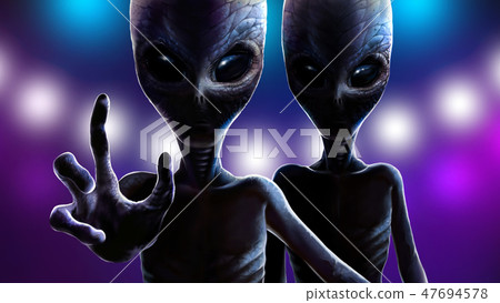 Two of alien is reaching out to grab you. 2D art. - Stock Illustration ...