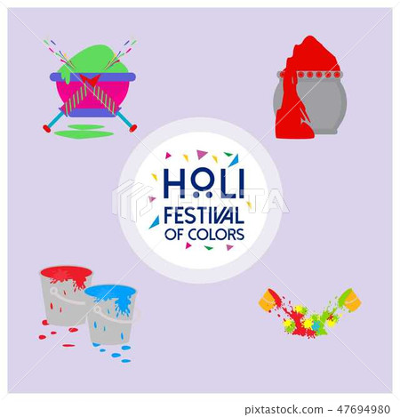 happy holi festival. holi colored icons with creat - Stock Illustration ...