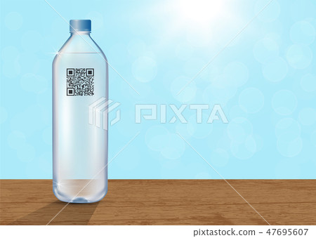 Drinking water bottle with QR code on table - Stock Illustration ...