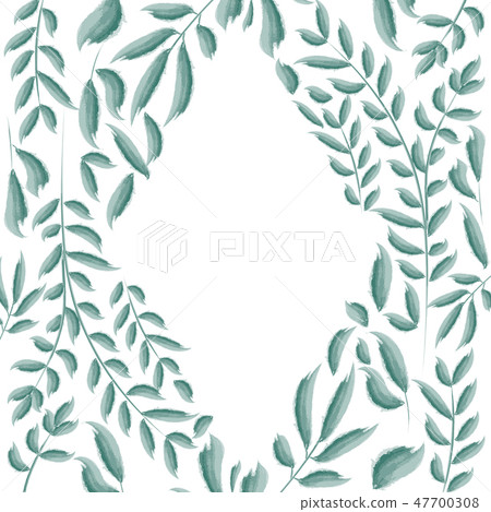 Green leaves frame design. - Stock Illustration [47700308] - PIXTA