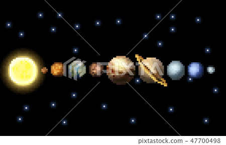 Solar System 8 Bit Arcade Video Game Pixel Art - Stock Illustration ...