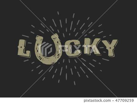 Lucky, a symbol word in vintage style. - Stock Illustration [47709259 ...