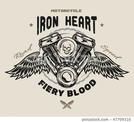 Motorcycle engine and wings. - Stock Illustration [47709310] - PIXTA