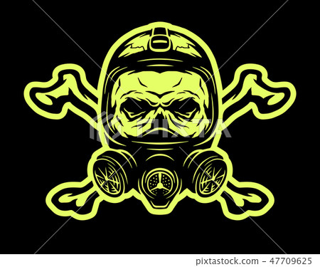 Skull wearing a gas mask and crossbones. - Stock Illustration [47709625 ...