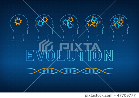 Head profile with gear brain evolution concept-插圖素材 [47709777] - PIXTA圖庫