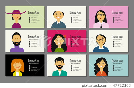 Business cards with people portraits for your... - Stock Illustration ...