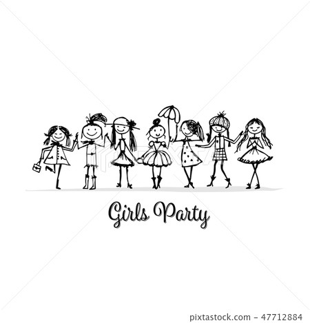 Girls party, sketch for your design - Stock Illustration [47712884] - PIXTA