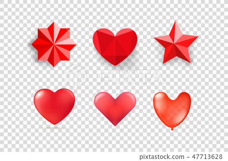 Red hearts and stars isolated on transparent - Stock Illustration ...