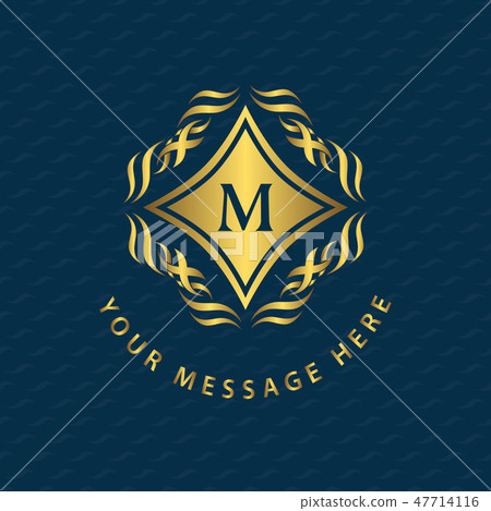 Monogram design template. Elegant gold logo sing M - Stock Illustration ...
